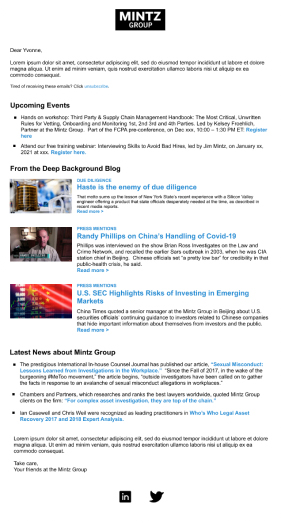 Subscribe to Mintz Group News and Newsletter - Mintz Group
