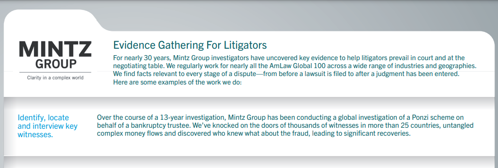 Fact Gathering for Litigators - Mintz Group
